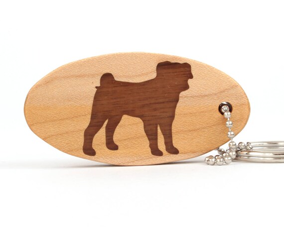 Pug Key Chain Wood Dog Breed Key Chain Wooden Pet Accessories | Etsy