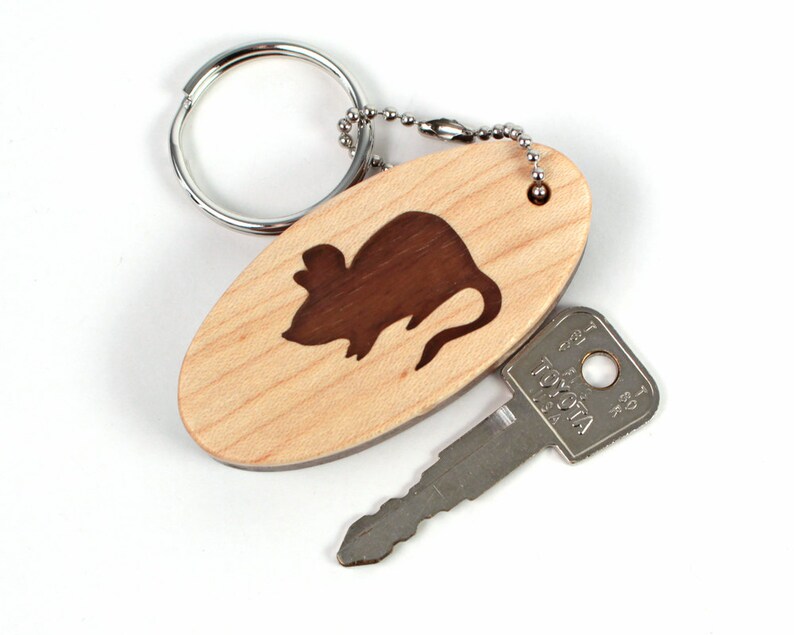 Mouse Key Chain Wood Rodent Key Ring Animal Accessories Pet - Etsy