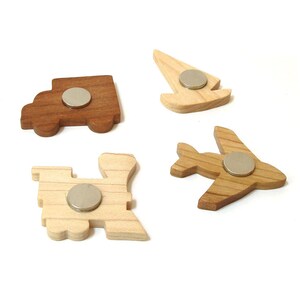 Wooden 4 Piece Transportation Magnet Set Vehicles Home Decor Wood ...