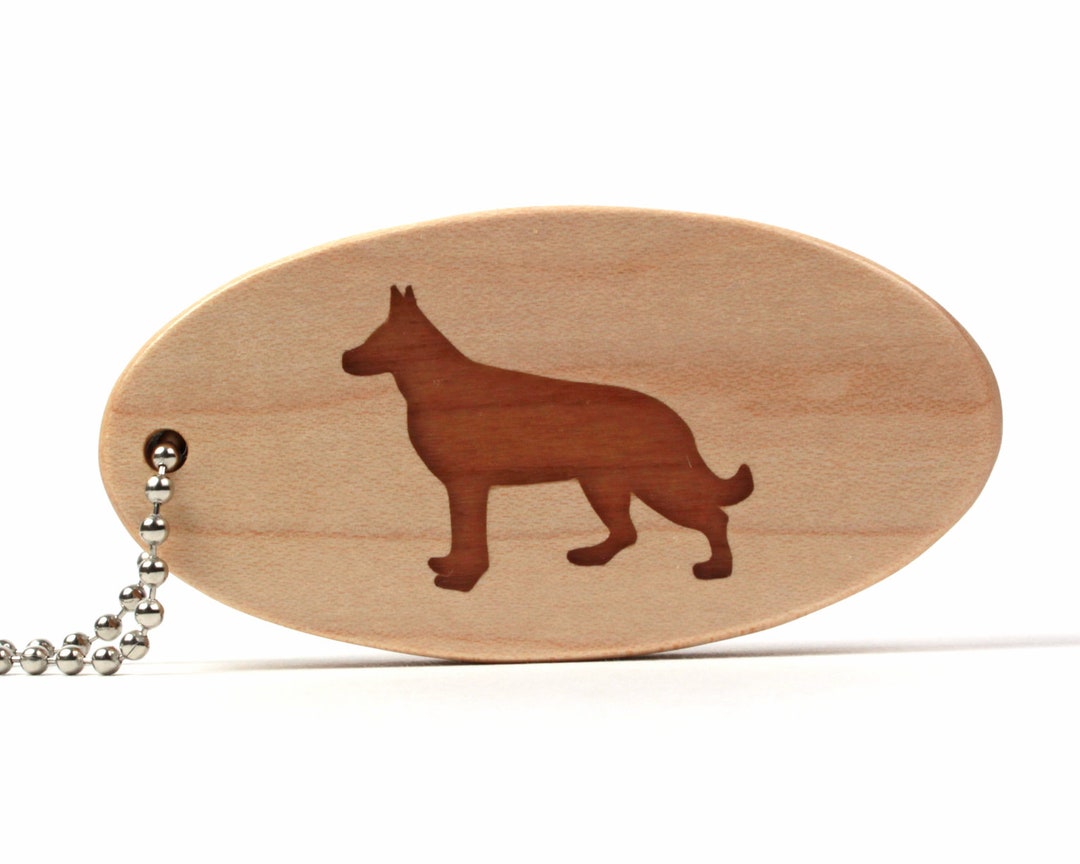 Wood German Shepherd Key Chain, Wooden Dog Key Ring, Pet Key Chain ...