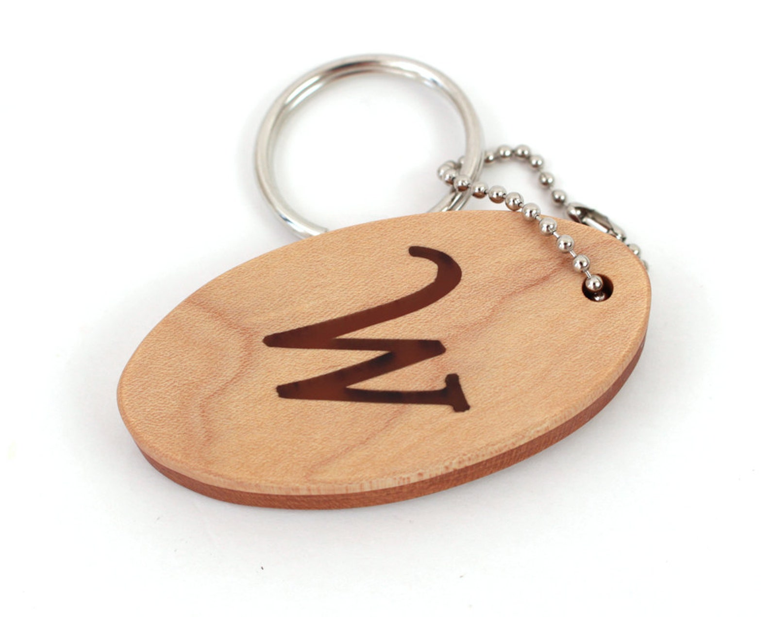 Personalized Single Initial Key Chain Letter W Key Fob Wood - Etsy