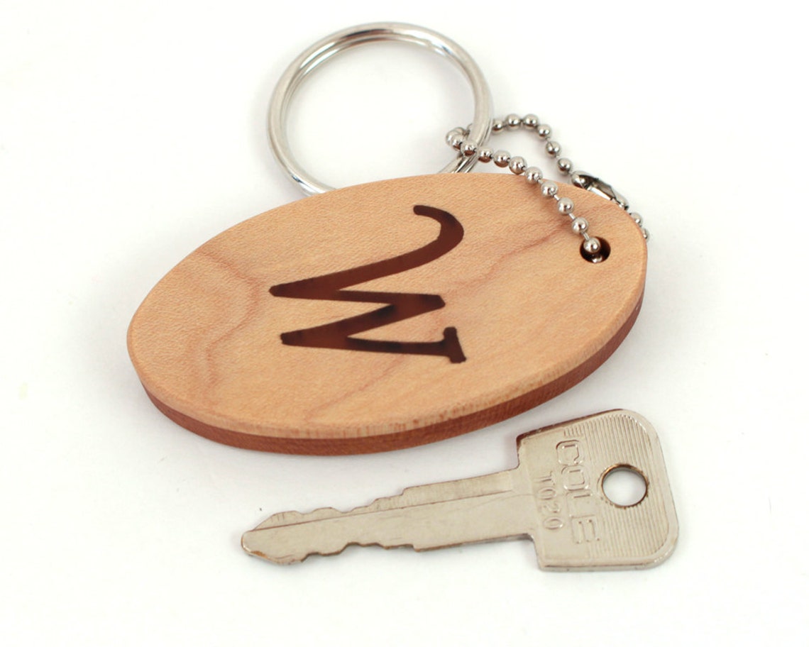 Personalized Single Initial Key Chain Letter W Key Fob Wood - Etsy