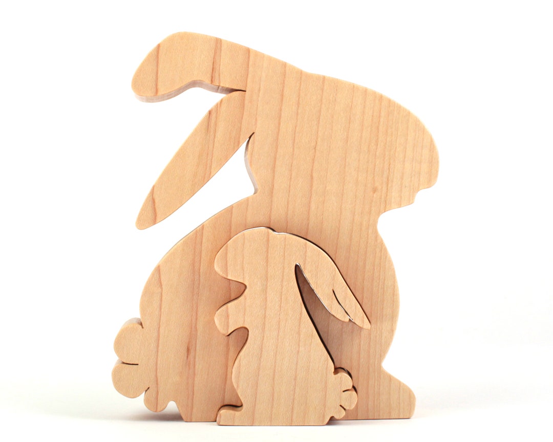 Wood Easter Bunny Rabbit Decoration, Woodland Animal Country Decor ...