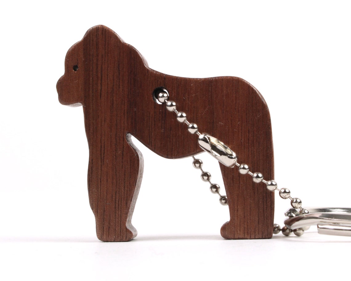 Gorilla Key Chain African Animal Key Fob Wood Great Ape Key | Etsy