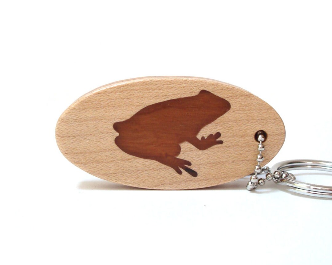Frog Key Chain Wood Toad Key Ring Wood Animal Key Chain - Etsy