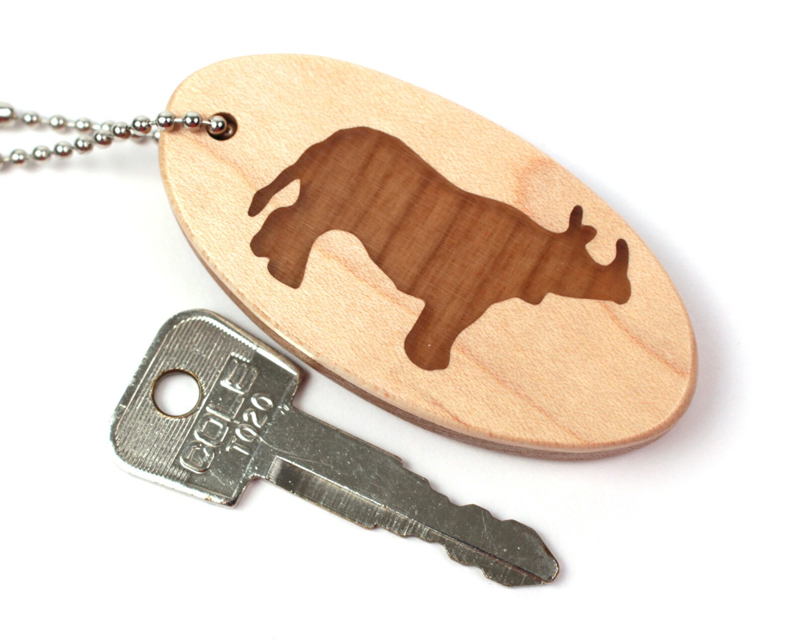 Rhinoceros Key Chain Wood Scroll Saw Wild Animal Keychain | Etsy