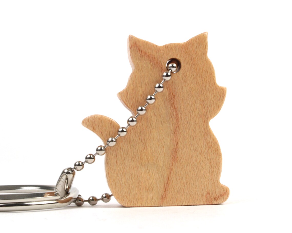 Cat Key Chain Wood Scroll Saw Outline Animal Keychain Kitty - Etsy