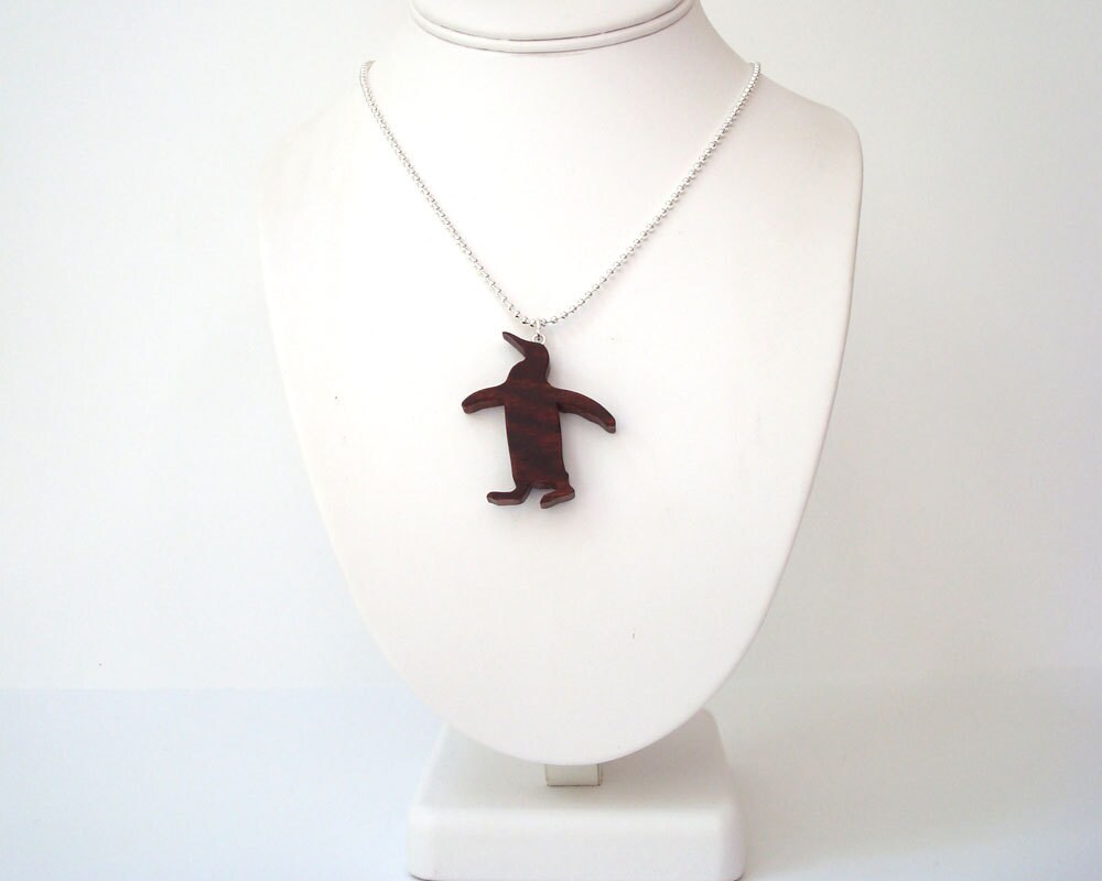 Wood Penguin Pendant Necklace Chechen Hand Cut Animal Jewelry - Etsy