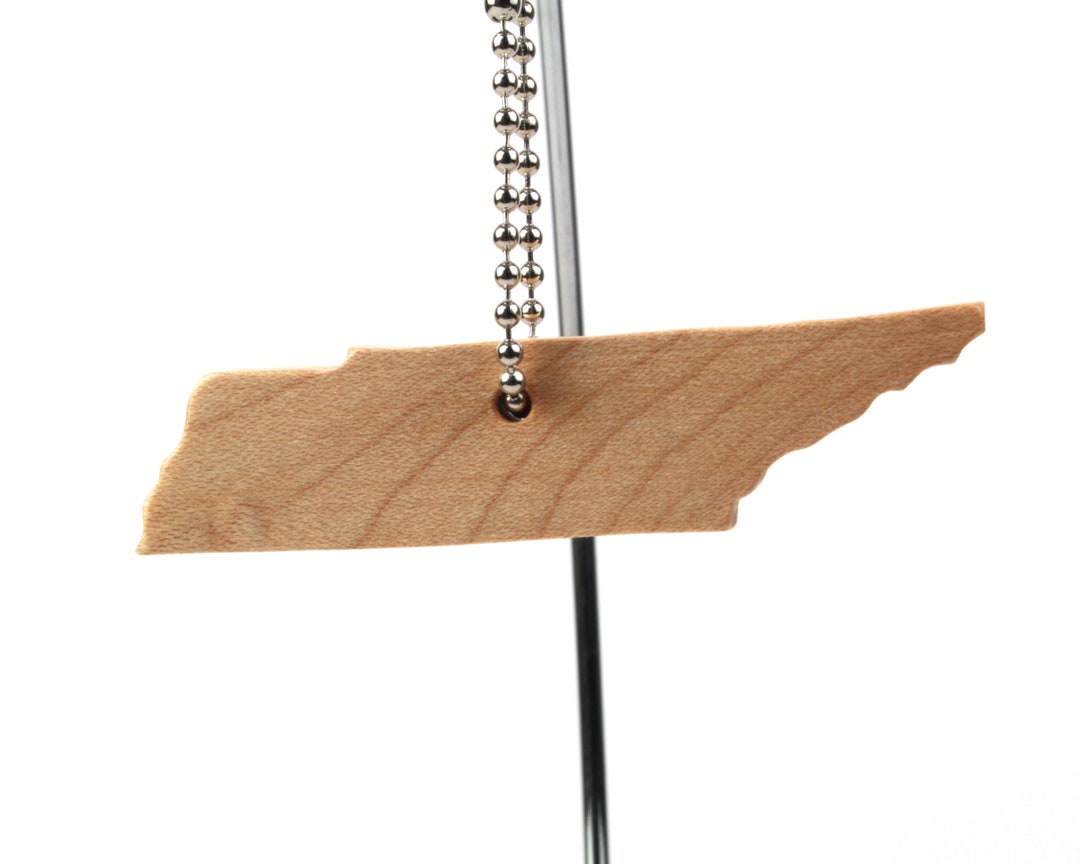 Wooden Tennessee Key Chain, USA State Silhouette Key Ring, State ...