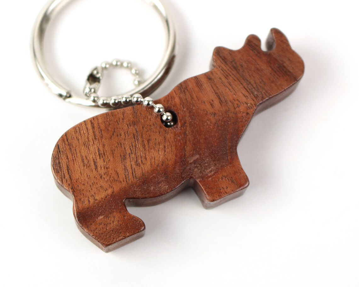 Rhinoceros Key Chain Rhino Silhouette Key Fob Wood Scroll - Etsy