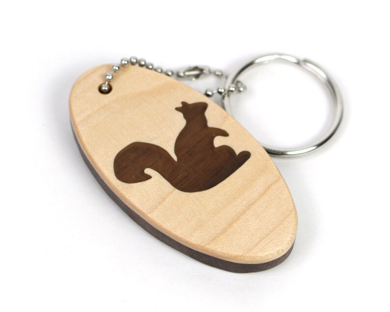 Woodland Squirrel Key Chain Wood Animal Key Chain Wooden - Etsy
