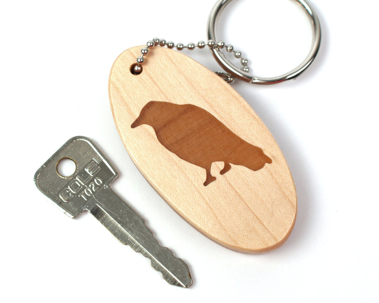 Wood Raven Keychain Crow Key Fob Gothic Accessories Wooden - Etsy