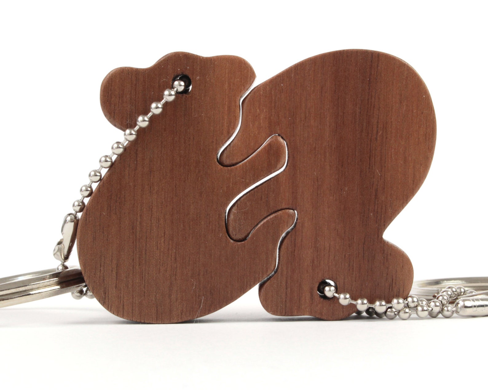 Wooden Nested Koala Key Chains Wood Koala Pair Key Ring Scroll - Etsy
