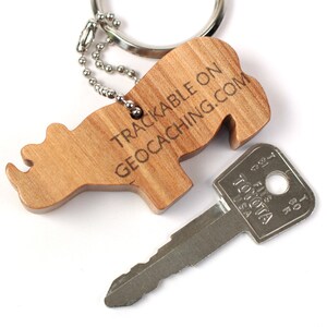 Handmade Rhinoceros Geocaching Geocoin, Wood Animal Trackable Travel ...