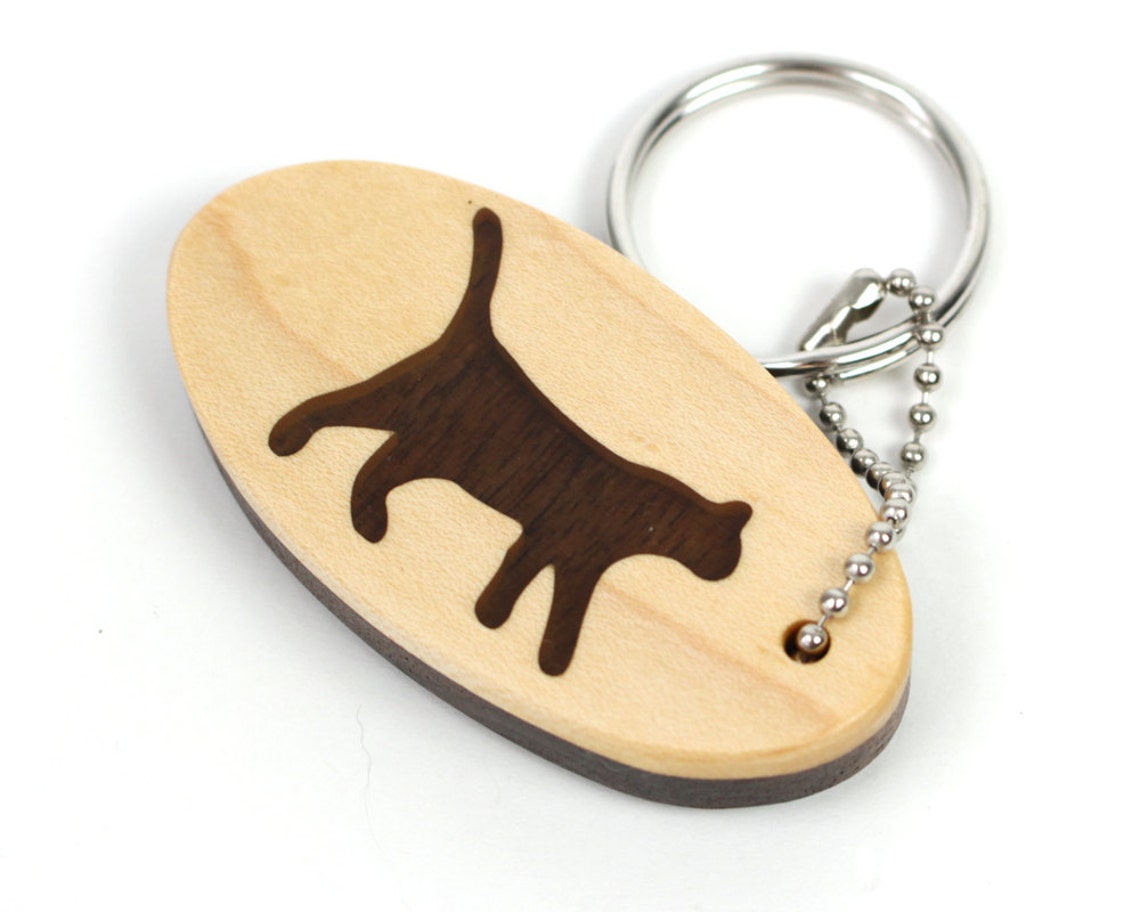 Walking Cat Key Chain Wood Cat Key Ring Scroll Saw Cat Key Fob | Etsy