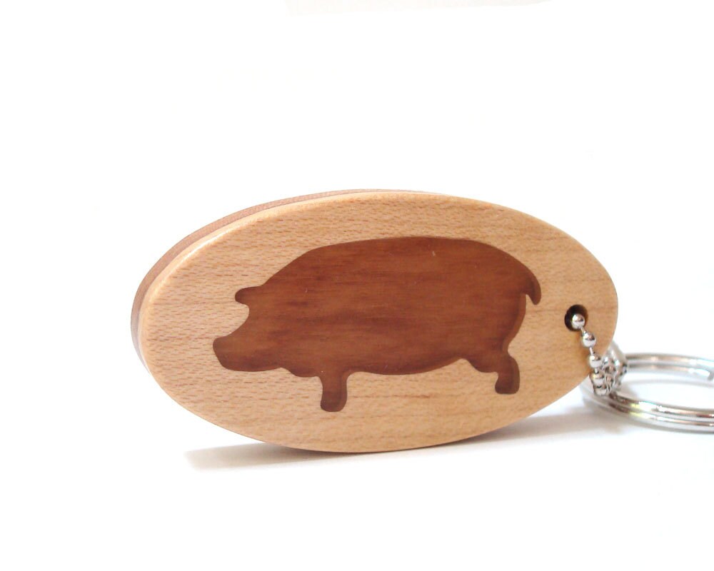 Pig Key Chain Wood Scroll Saw Country Key Ring Hog Keychain - Etsy