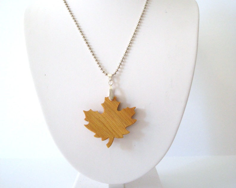 Autumn Leaf Necklace Maple Leaf Jewelry Wooden Leaf Pendant - Etsy