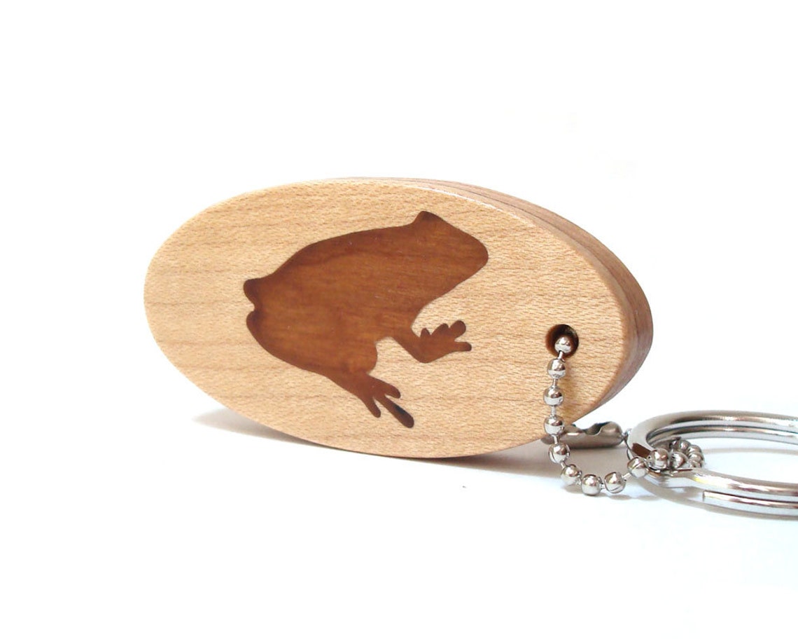 Frog Key Chain Wood Toad Key Ring Wood Animal Key Chain | Etsy