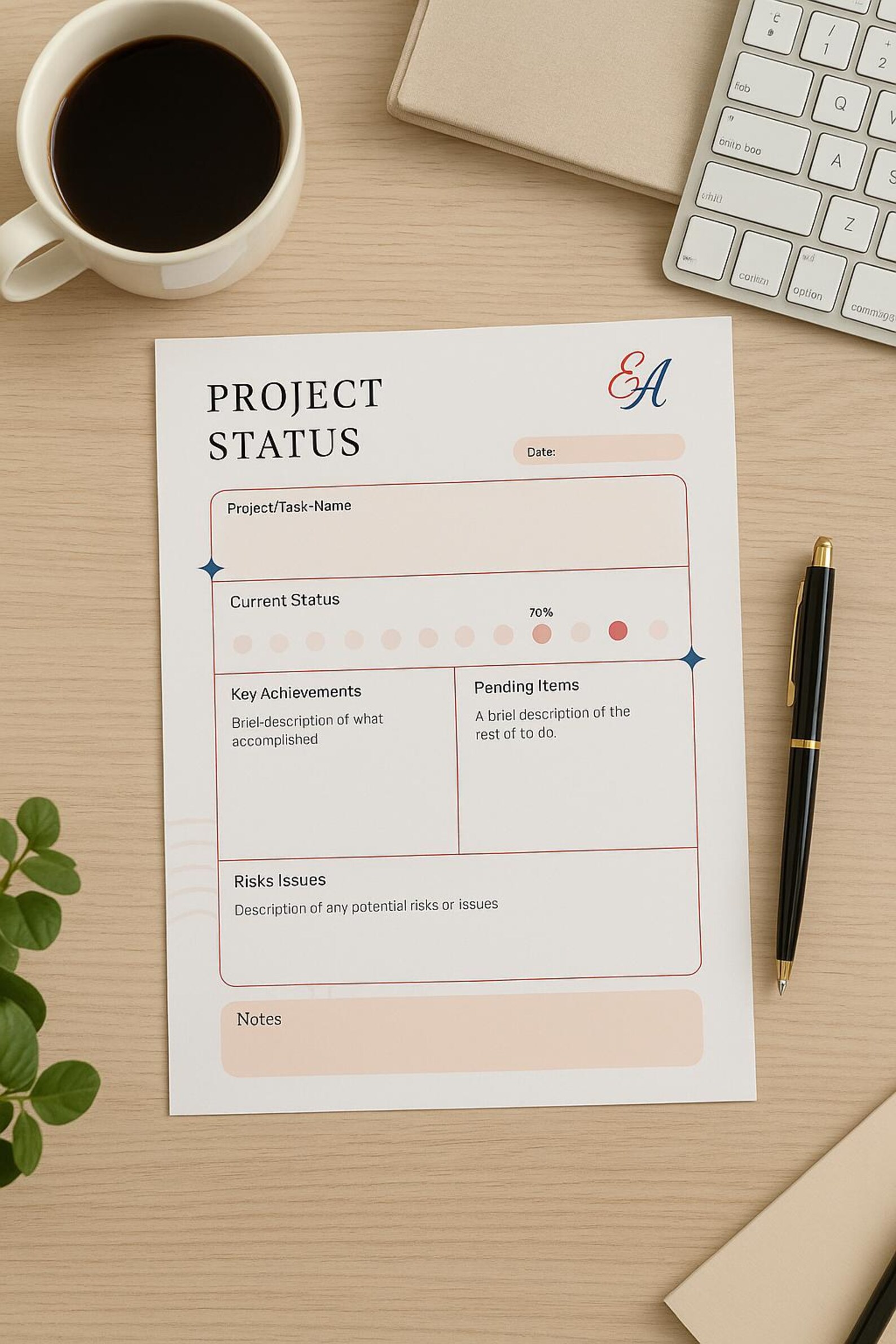 Project Status Report Printable | Task Tracker PDF for Admins & Eas ...