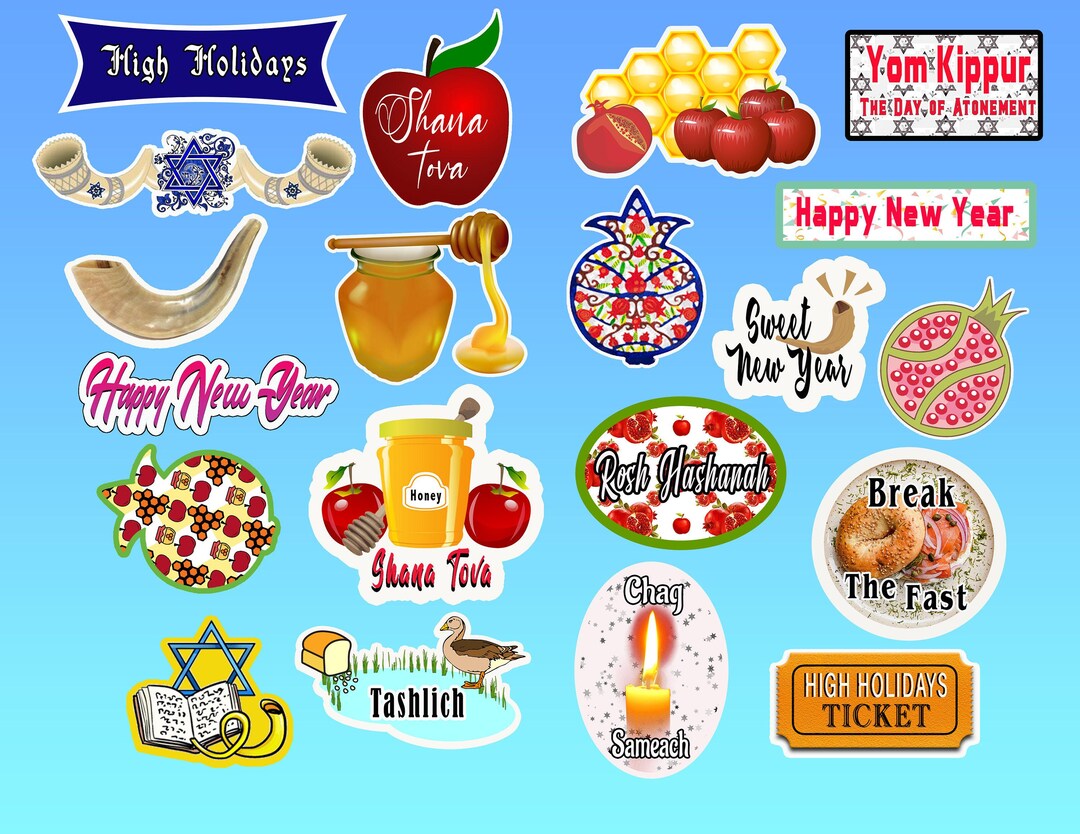 High Holiday Stickers, Yom Kippur Stickers, Rosh Hashanah, Jewish ...