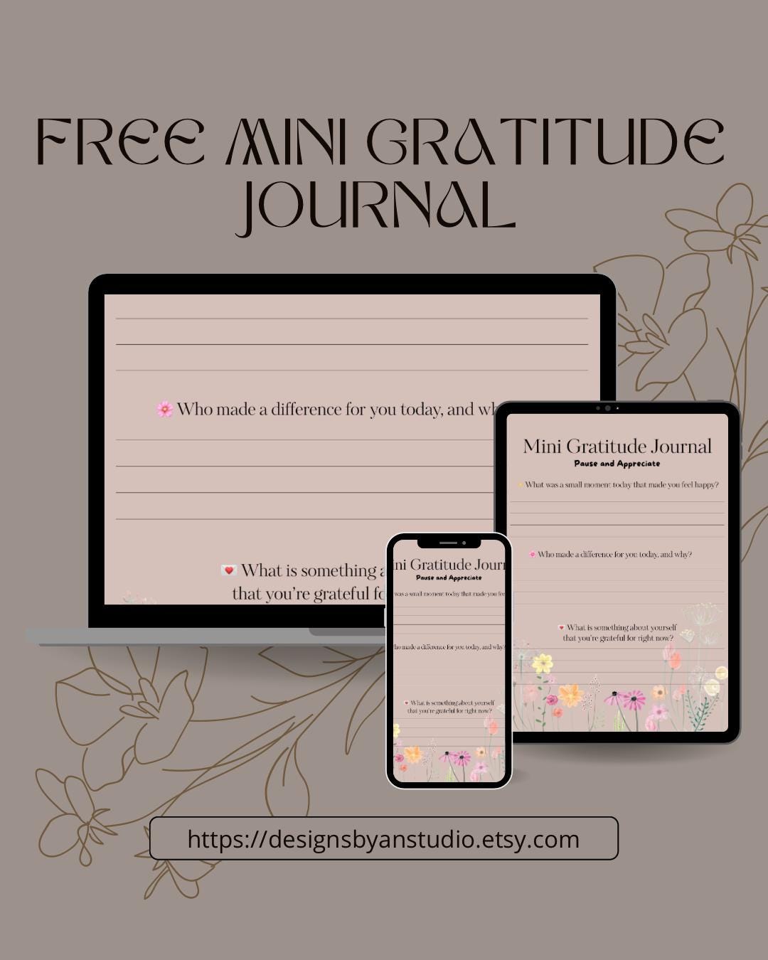 Mini Gratitude Journal | Free Printable + Fillable PDF | Daily Self ...