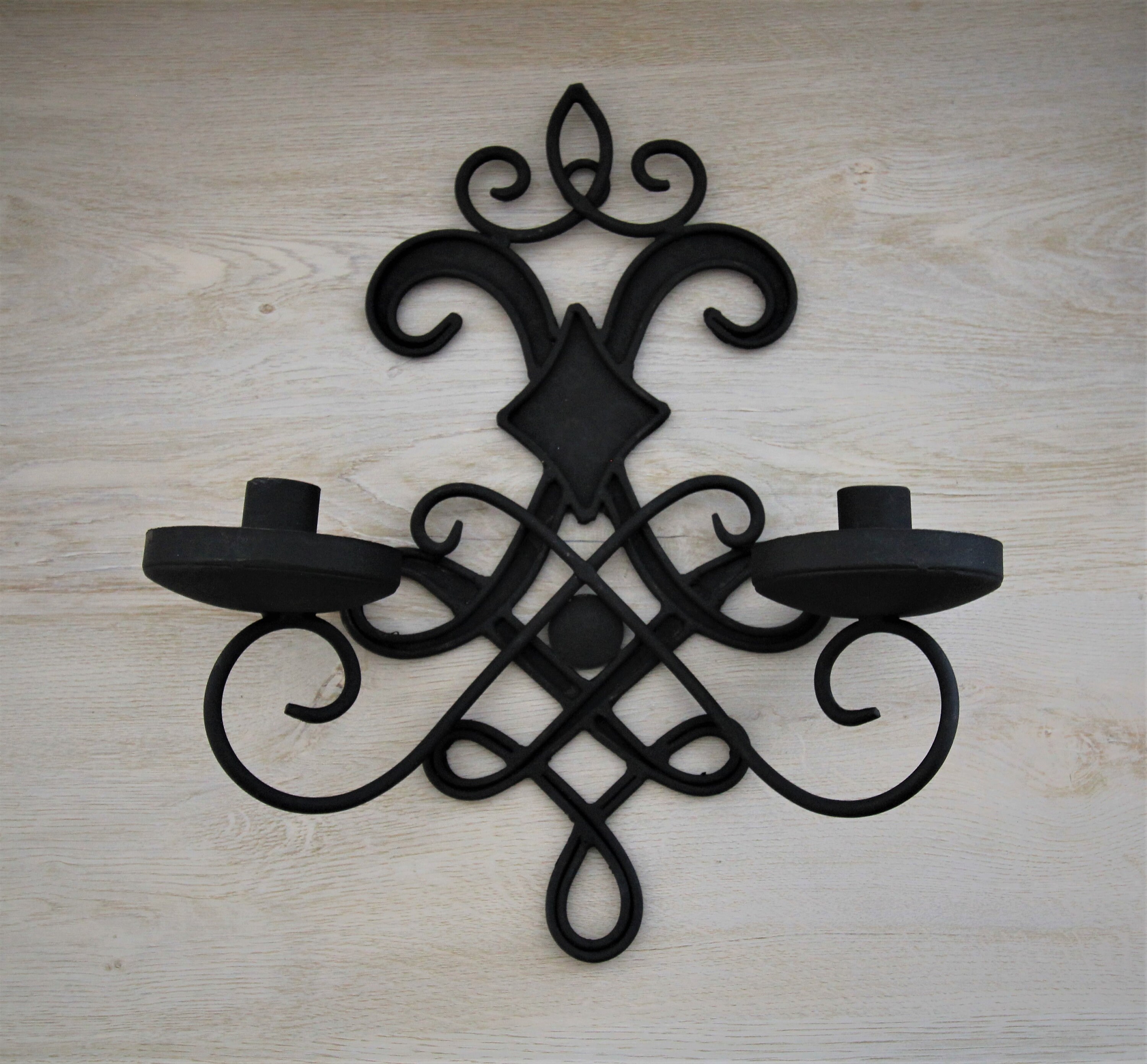 Gothic Medieval Iron Wall Mount Candelabra- Black Candlestick Candle ...