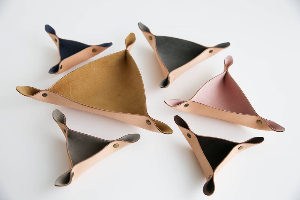 Small Leather Valet Leather Dish Triangle Dish Leather - Etsy