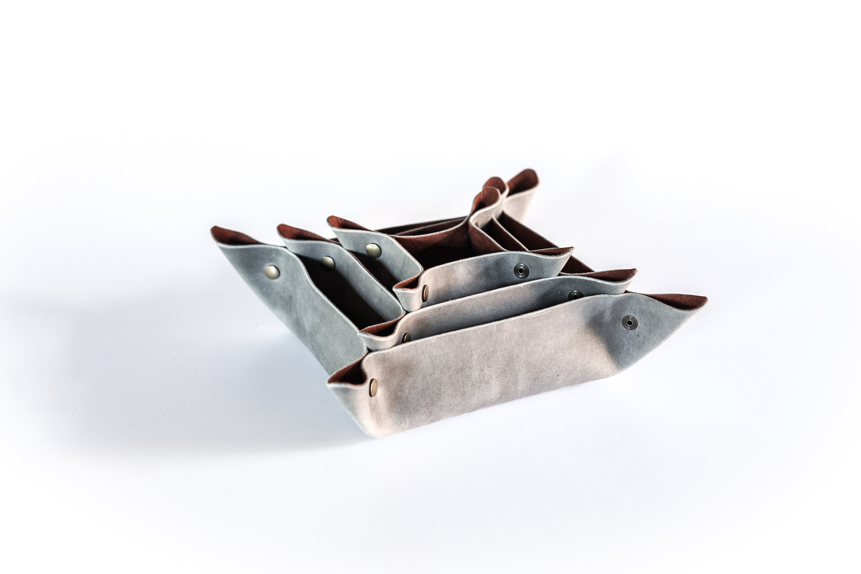 Nesting Leather Catch All Set- Leather Valet- Leather Organizer ...