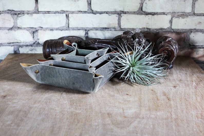 Nesting Leather Catch All Set- Leather Valet- Leather Organizer ...