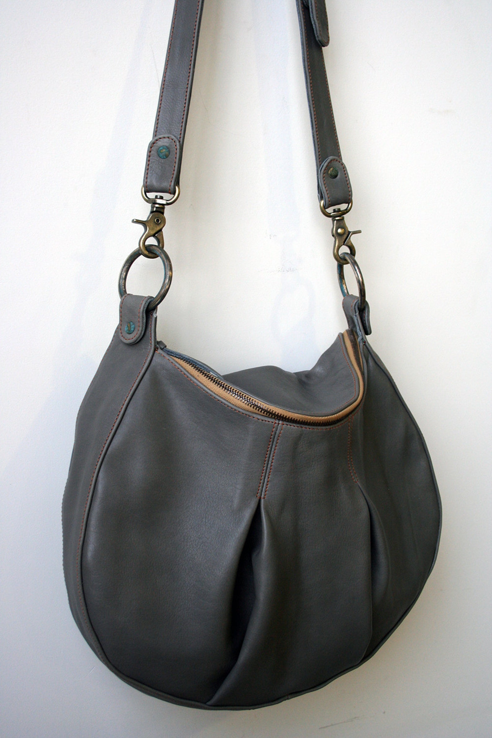 Grey Leather Bag Crossbody Leather Handbag Gray Leather Bag - Etsy