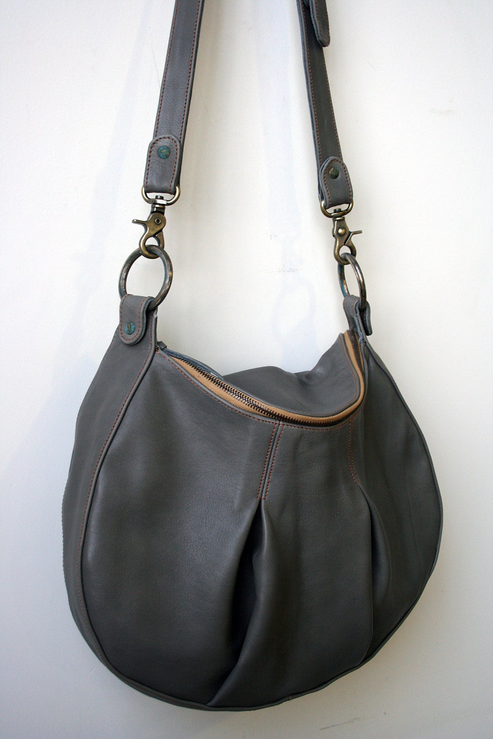 Grey Leather Bag Crossbody Leather Handbag Gray Leather Bag - Etsy