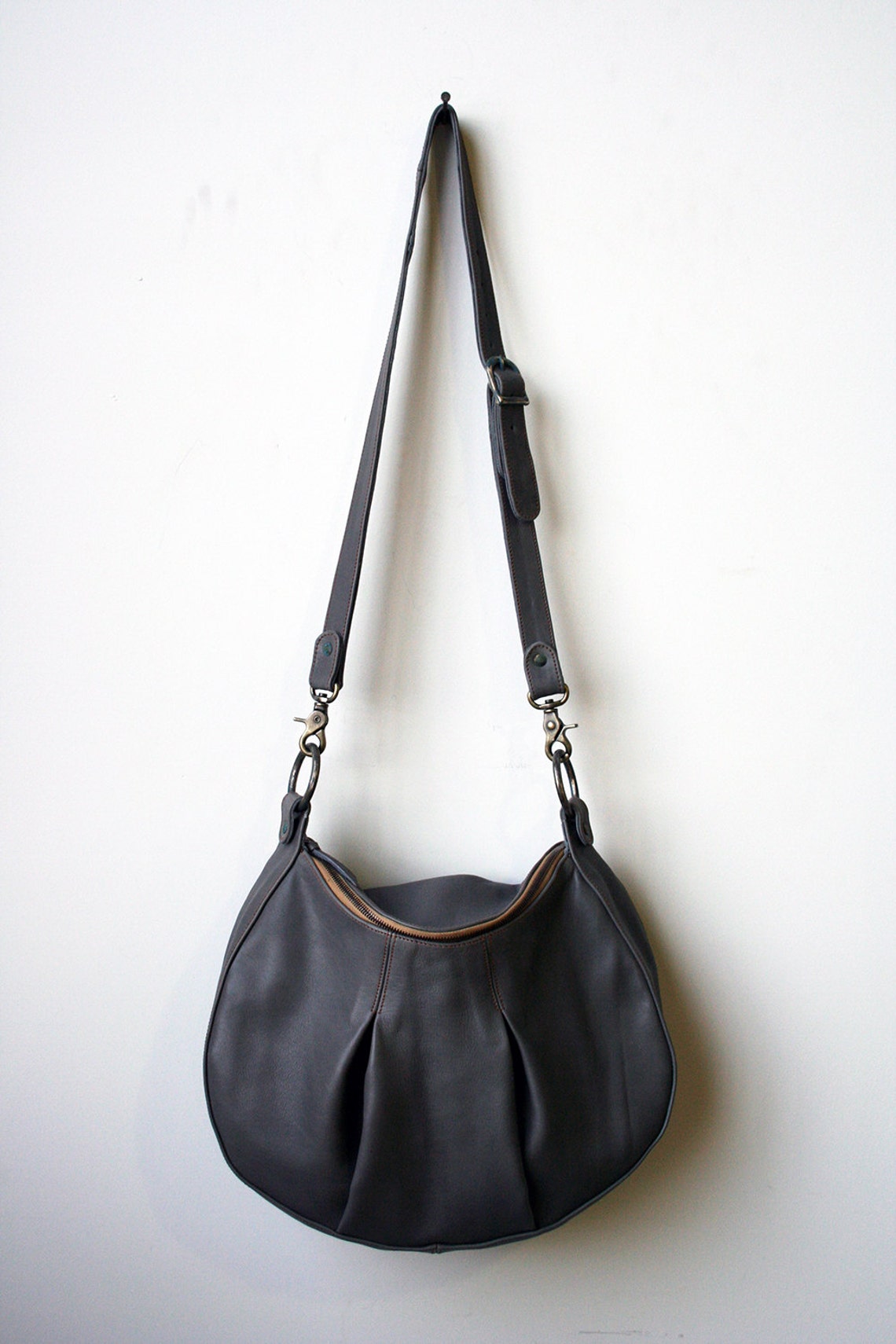 Grey Leather Bag Crossbody Leather Handbag Gray Leather Bag - Etsy