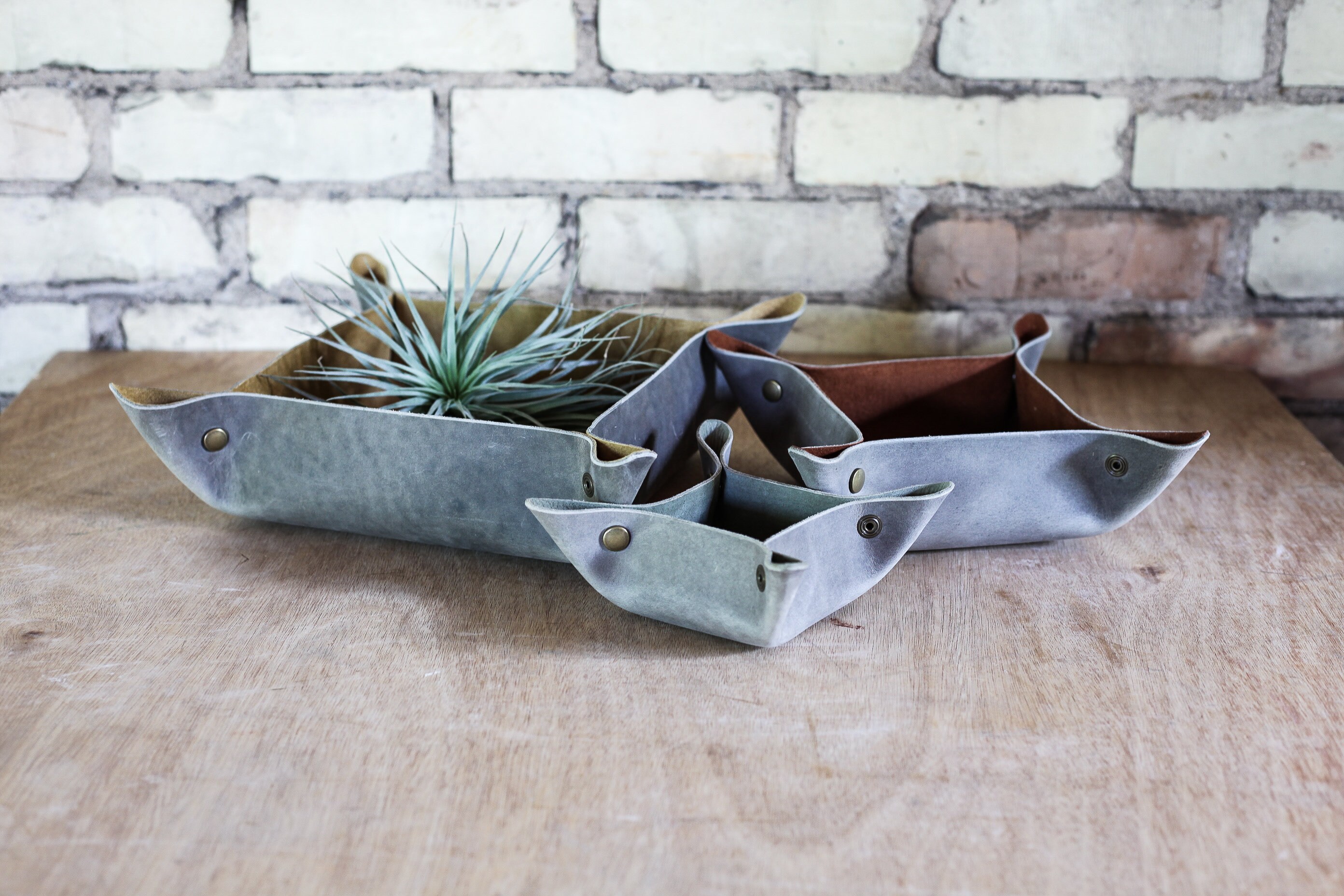 Leather Catch All- Leather Valet- Leather Organizer- Leather Bowl ...