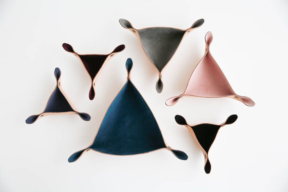 Small Leather Valet Leather Dish Triangle Dish Leather - Etsy