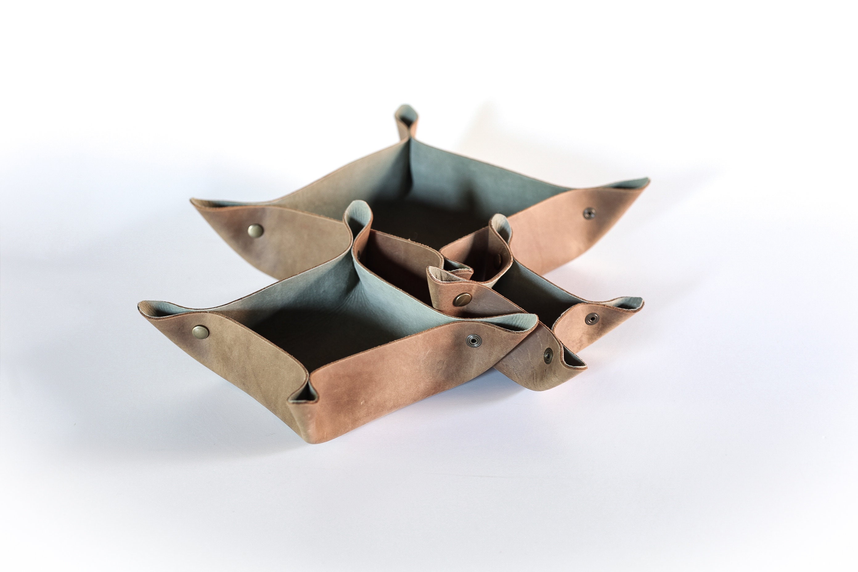 Leather Catch All- Leather Valet- Leather Organizer- Leather Bowl ...