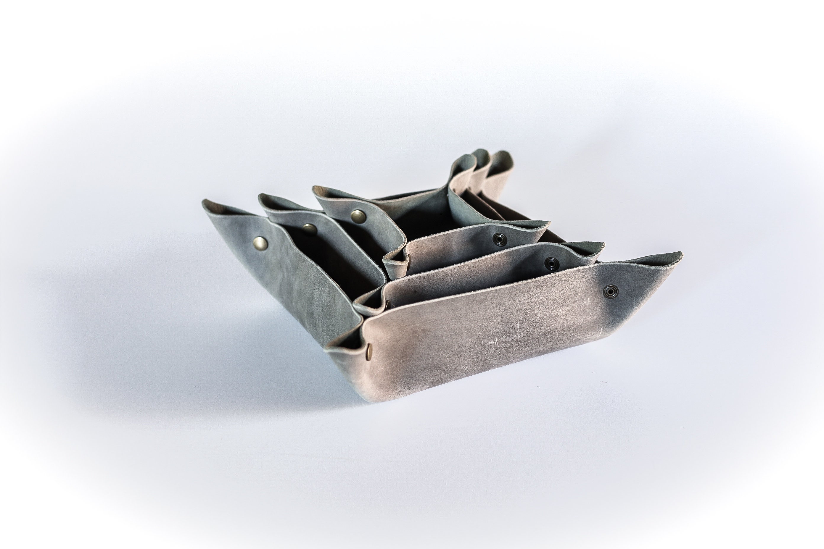 Nesting Leather Catch All Set- Leather Valet- Leather Organizer ...