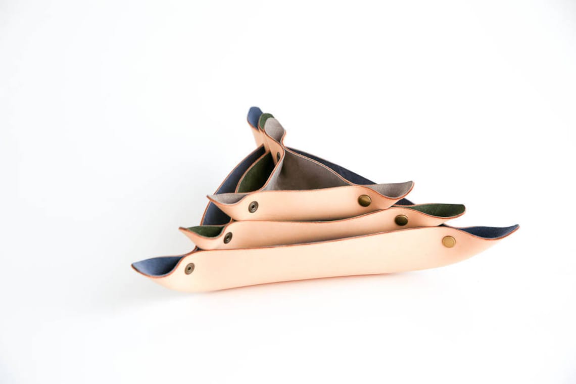 Large Leather Dish Leather Coffee-table Dish Leather Remote - Etsy