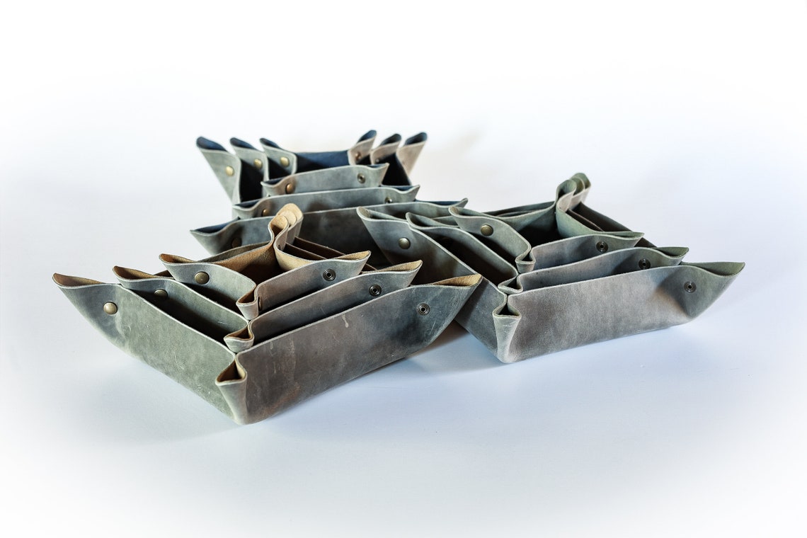 Nesting Leather Catch All Set- Leather Valet- Leather Organizer ...