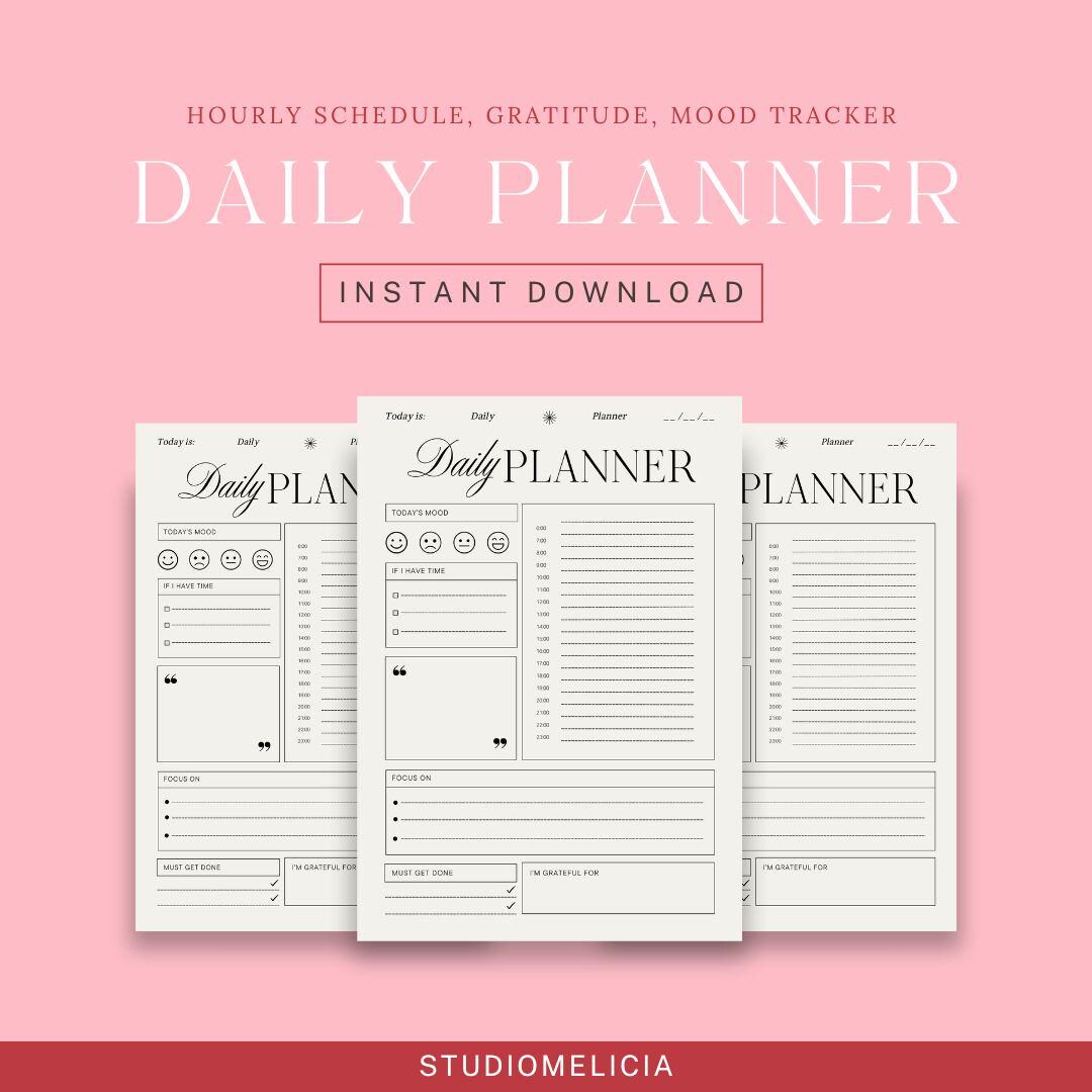 Beige Minimalist Daily Planner | Printable PDF | Hourly Schedule ...