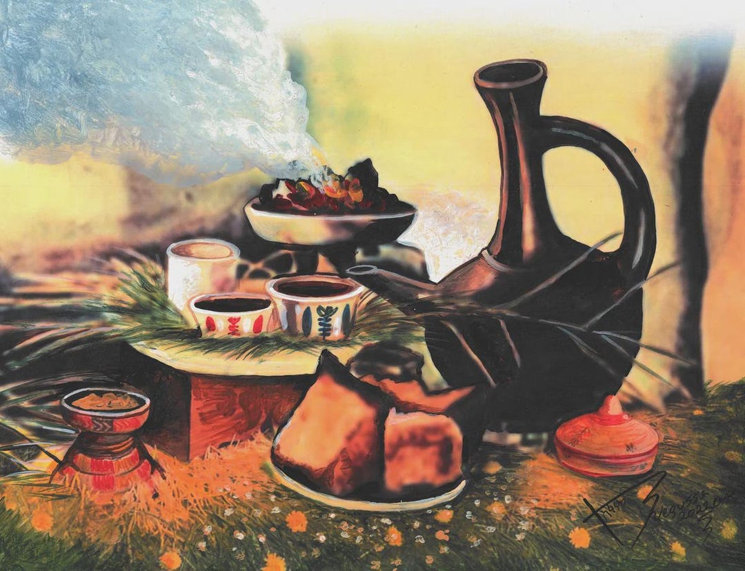 Gebena Ethiopian Coffee Pot Canvas Print – Traditional Coffee Ceremony ...