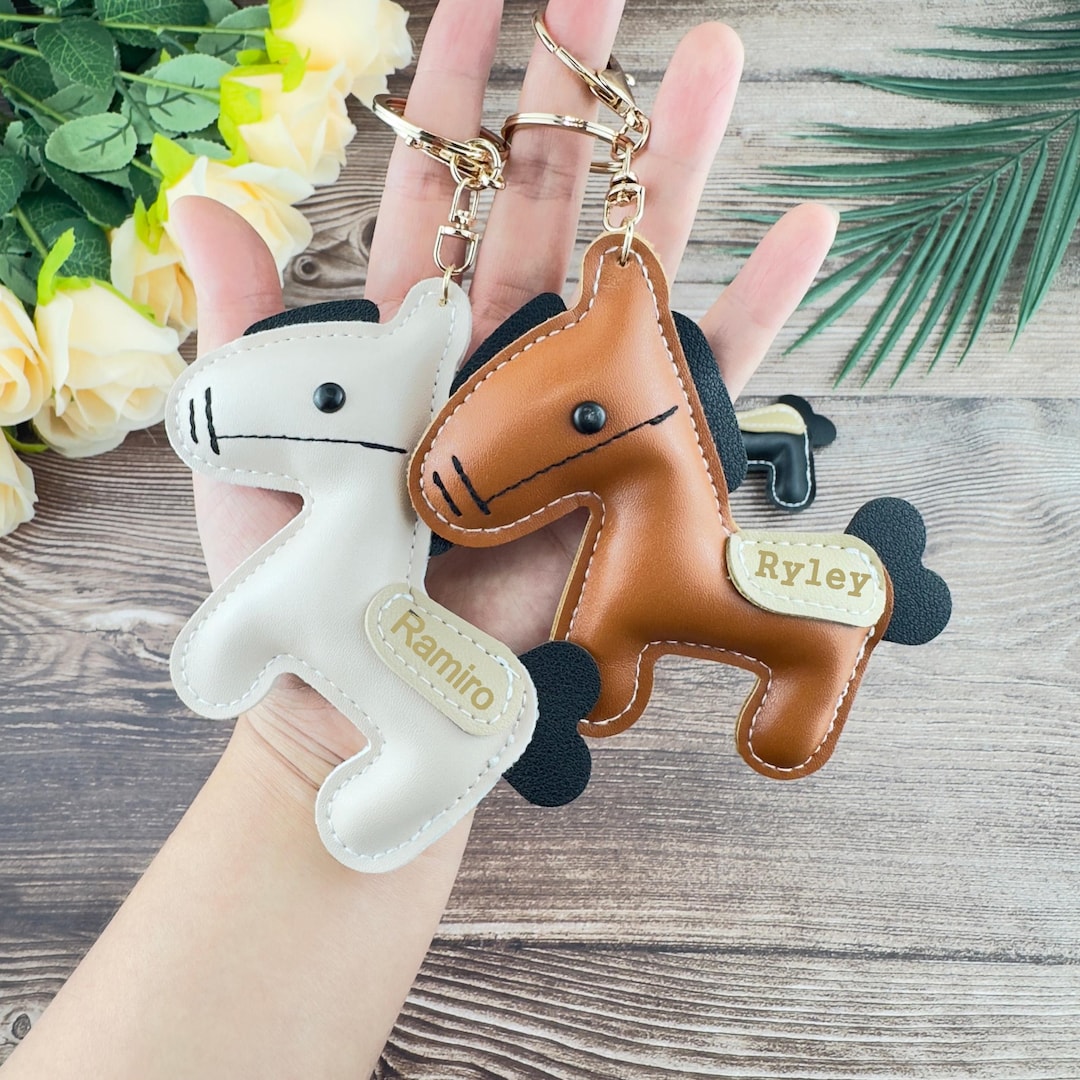 Custom Pony Charm Keychain, Personalized Leather Bag & Car Accessory ...