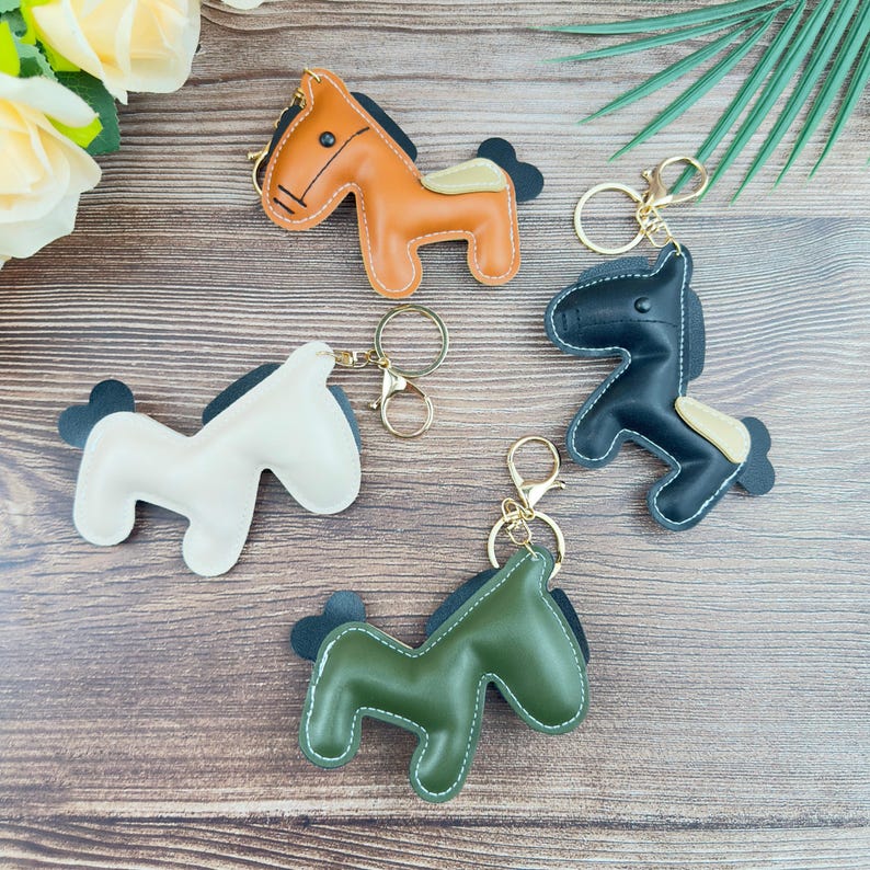 Custom Pony Charm Keychain, Personalized Leather Bag & Car Accessory ...