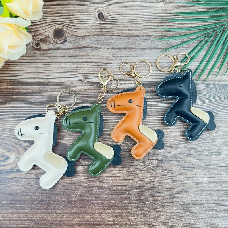 Custom Pony Charm Keychain, Personalized Leather Bag & Car Accessory ...