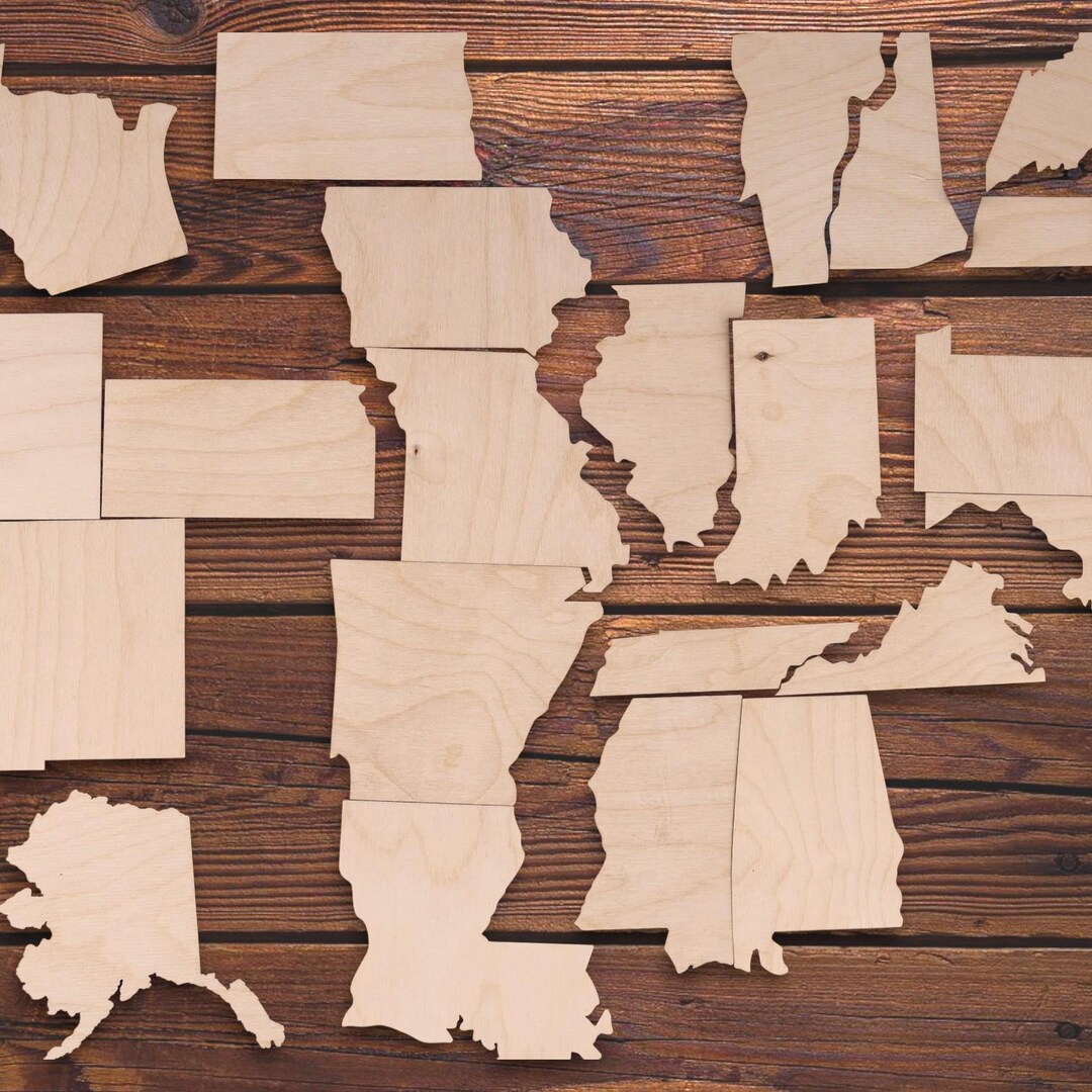 Unfinished USA State Plywood Cutouts | DIY Wooden State Silhouettes for ...