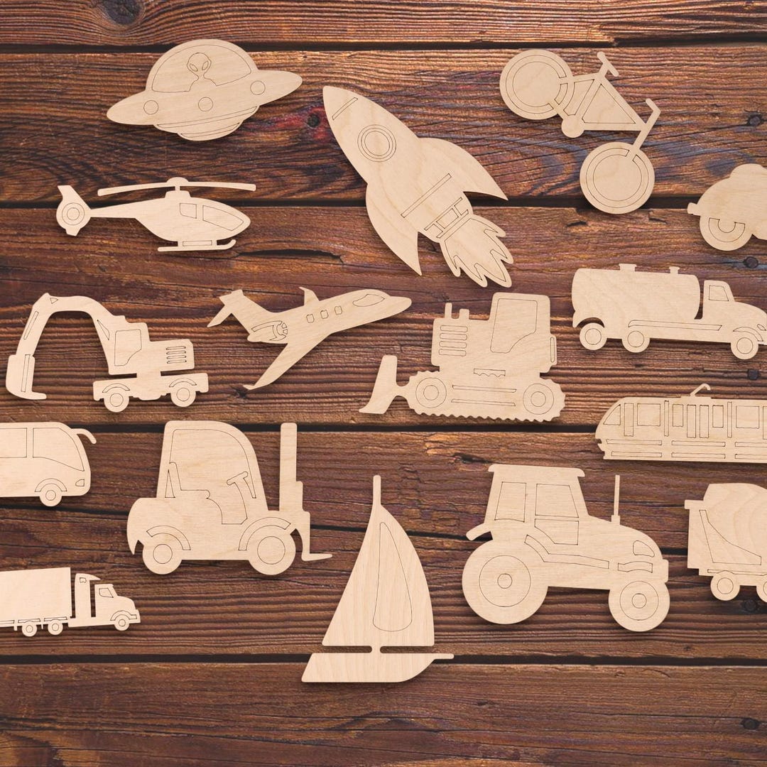 Unfinished Vehicle Plywood Cutouts | DIY Wooden Transport Shapes for ...