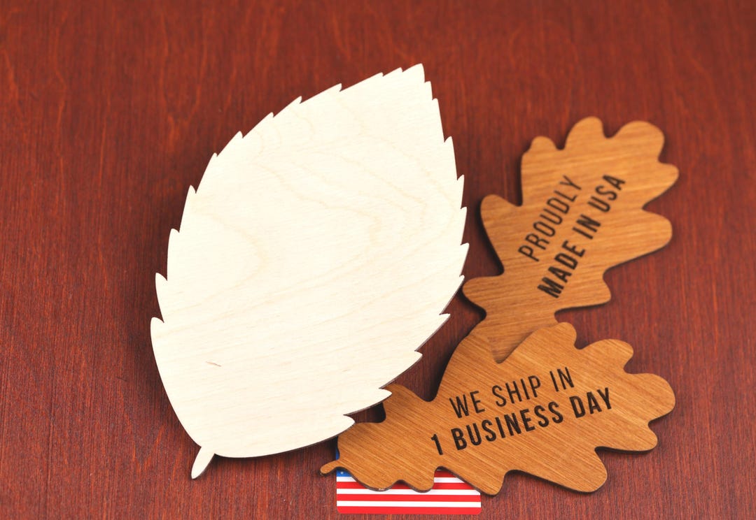 Unfinished Elm Leaf Plywood Cutout | DIY Tree Leaf Shape for Painting ...