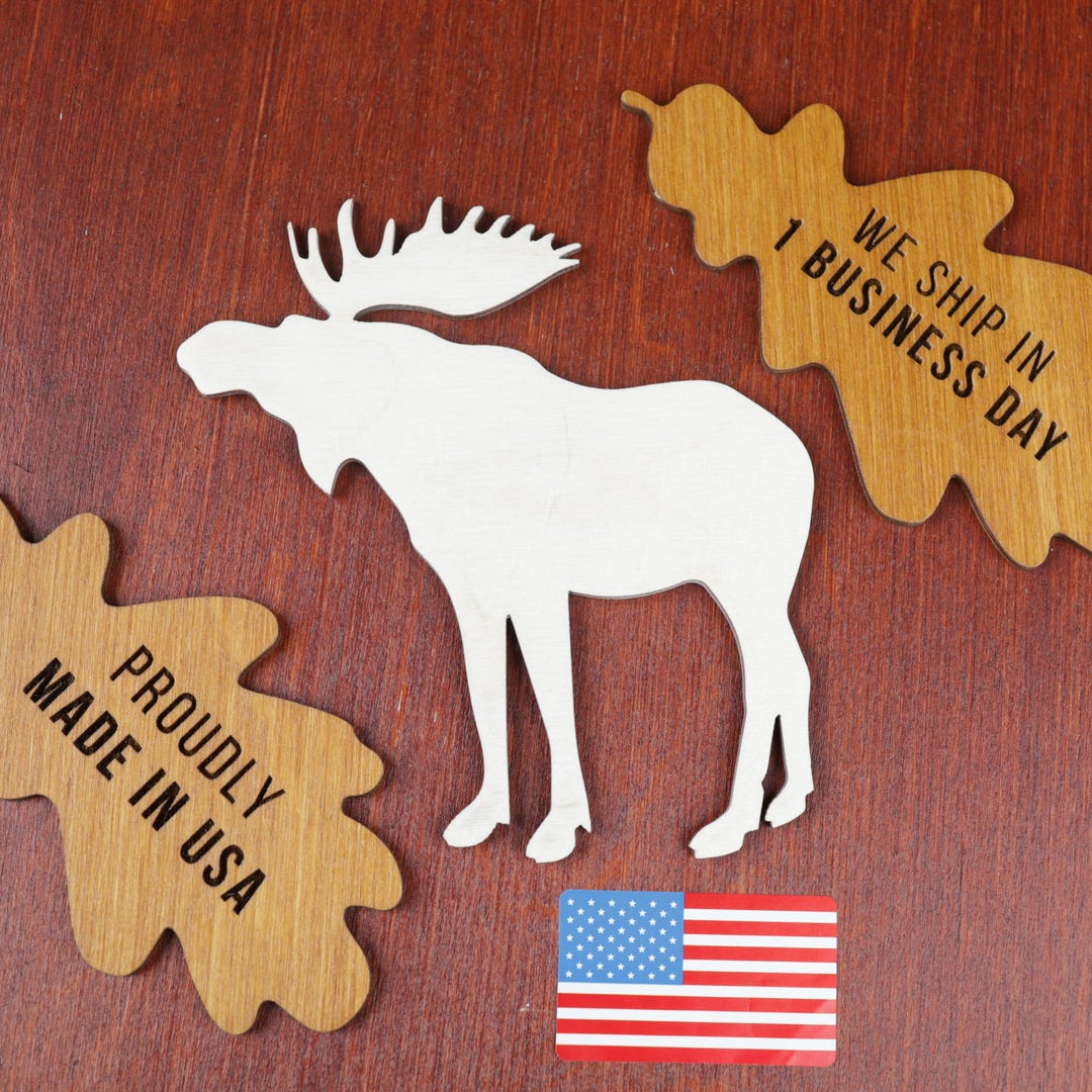 Unfinished Moose Plywood Cutout With Large Antlers | DIY Woodland ...