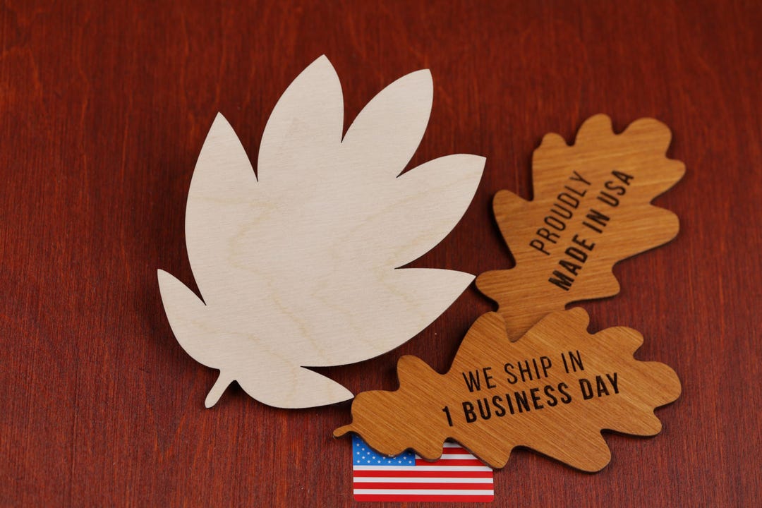 Leaf Wooden Cutout – Unfinished Simple Foliage Shape for Painting ...