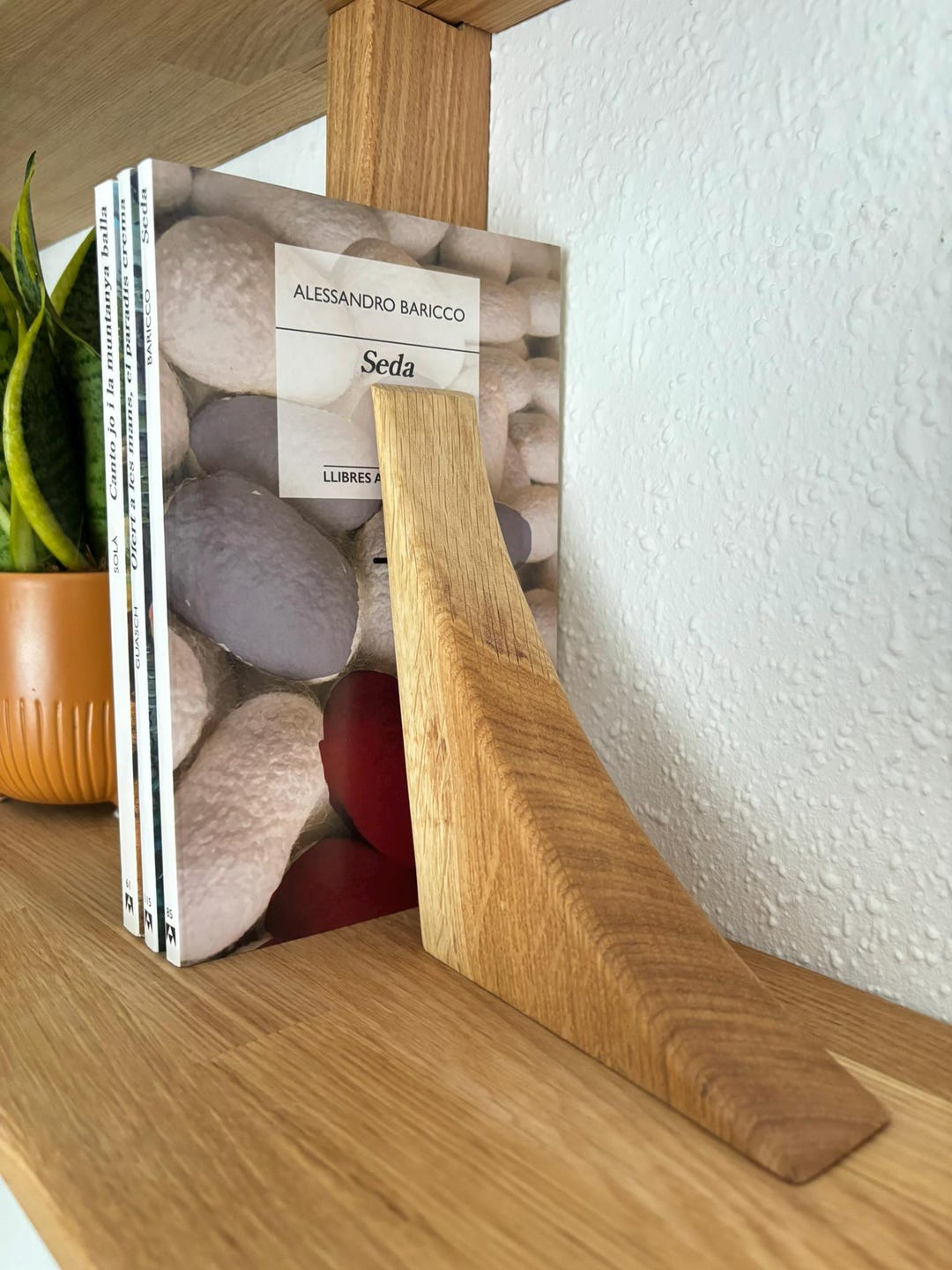Solid Oak Bookend – Handmade Wooden Shelf Decor, Minimalist Rustic ...