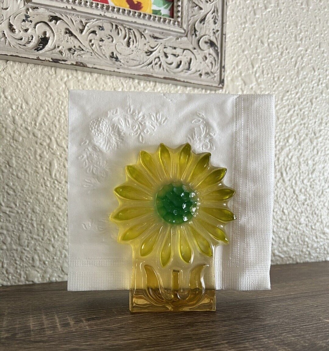 Vintage 1960's Colorflo Sunflower Lucite Napkin Letter Holder EUC - Etsy